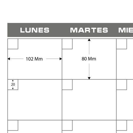 Planning Mensual magnético para uso con rotuladores e imanes.